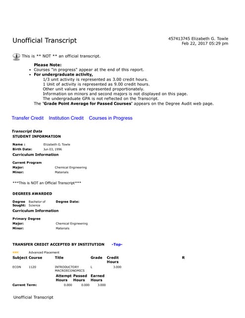TimDavidson_Unofficial Transcript | PDF