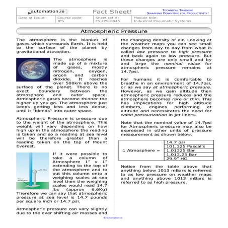Atmospheric Pressure | PDF