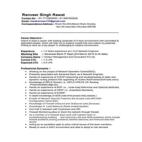 Ranveer Resume Latest 1 | RTF