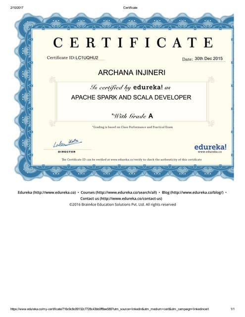 Edureka Certificate | PDF Edureka Certificate | PDF