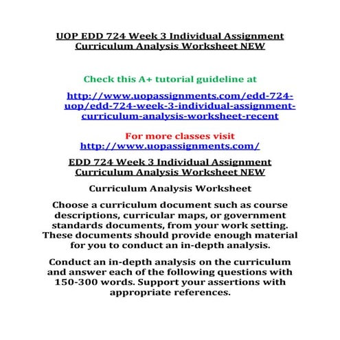 EDD 724 Entire Course NEW | DOCX