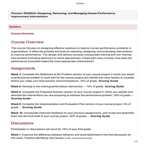 EDD8534 Designing, Delivering, and Manag | PDF