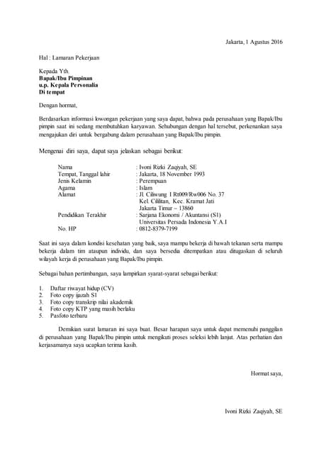 Contoh lamaran-kerja-umum | DOC