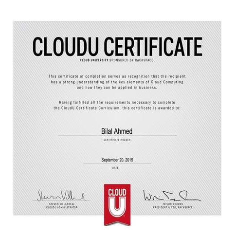 cloudu Certificate | PDF