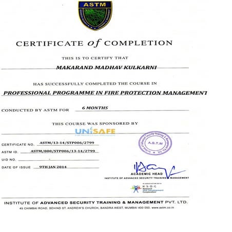 22 ASTM training certificate | PDF