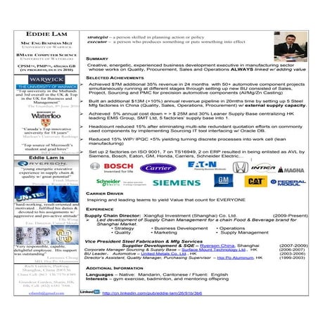 Eddie Lam Resume 101129 | PDF