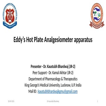 Hot plate analgesiometer | PPTX