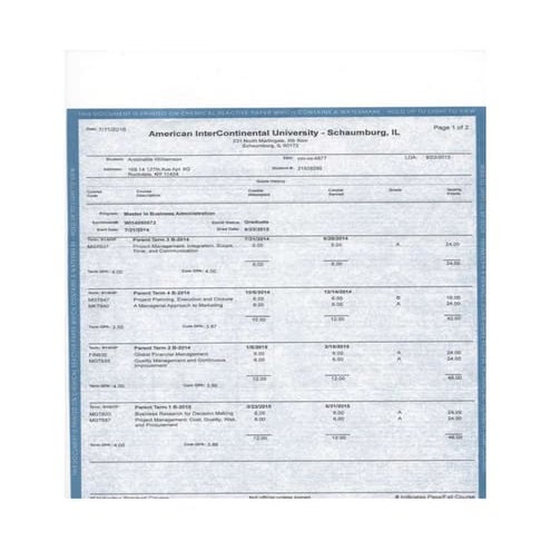 Master's Transcript | DOCX