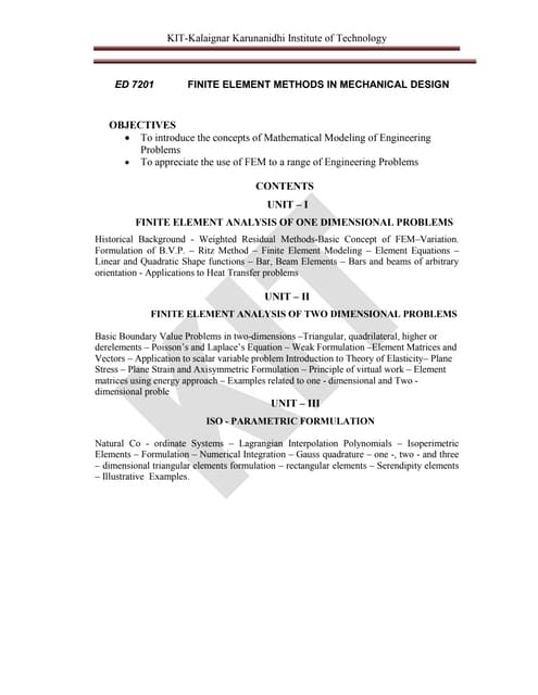 General Steps Of The Finite Element Method Pptx