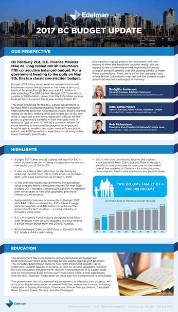 The Edelman Perspective - Ontario Budget 2018 | PDF