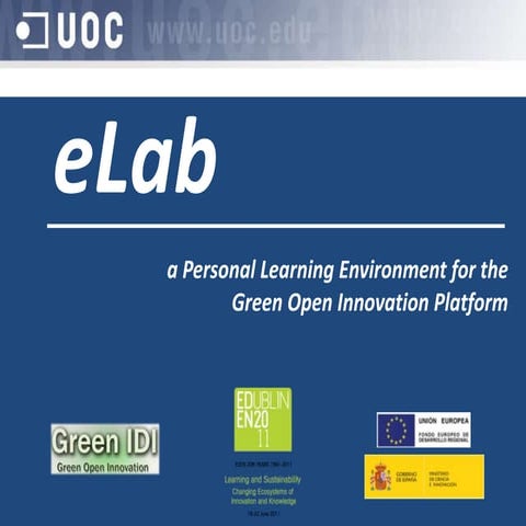 eLAB - A Personal Learning Environment for the Open Innovation Platform | PPTX