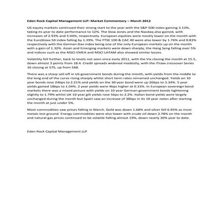 Eden rock capital management market commentary march 2012 | PDF