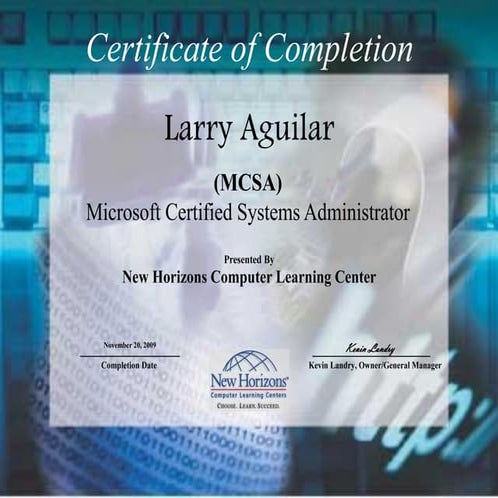 MCSA Certificate Of Completion | PDF