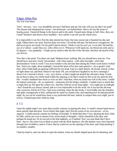 The Tell Tale Heart - Edgar Allan Poe | PPT