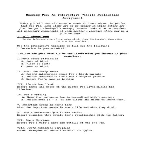 Edgar Allan Poe Scavenger Hunt | PAGES