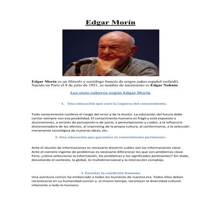 Edgar Morín.pptx ENFOQUE CIENTÍFICO, PENSAMIENTO COMPLEJO | PPTX