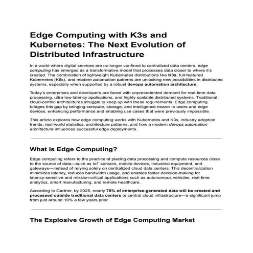 Edge computing with K3s and K8s ...