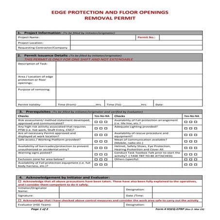 EDGE PROTECTION AND FLOOR OPENINGS REMOVAL PERMIT Form # HSEQ - EPRP ...