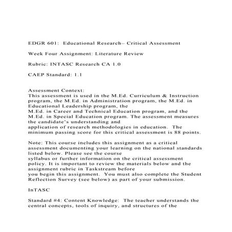 EDGR 601 Educational Research– Critical Assessment Week .docx