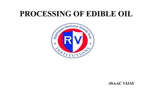 Processing of edible oil (Unit 3) | PPT