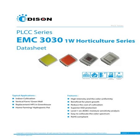 EDISON OPTO 3030 Horticulture series_v3_EN | PDF