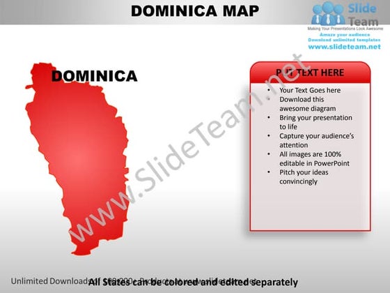 Editable dominican republic power point map with capital and flag ...