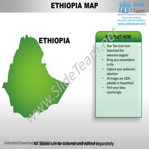 Editable ethiopia power point map with capital and flag templates ...