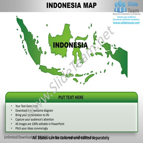 Editable indonesia power point map with capital and flag templates ...