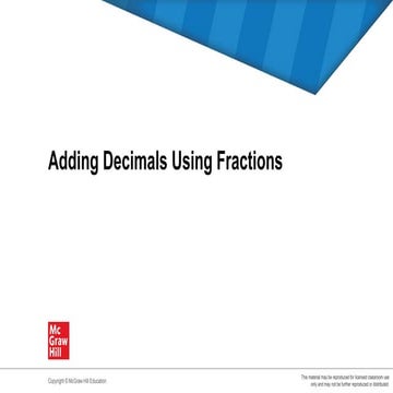 Adding Decimals Using Fractions For Grade 4 Students | PPTX