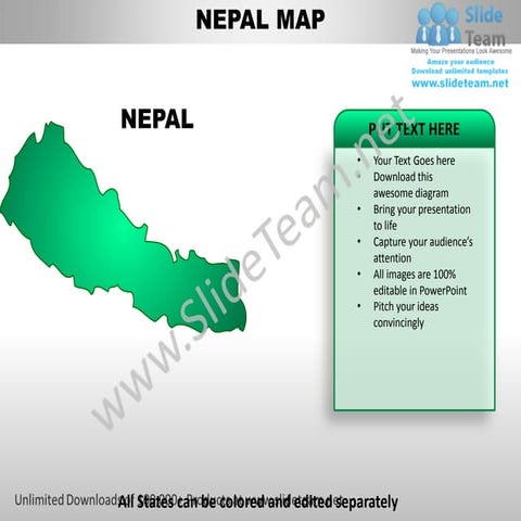 Nepal Map Powerpoint Ppt Template Nepal Cities Map