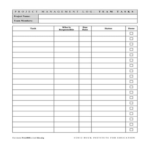 Editable pbl template -_management_team_tasks_log2 | PDF