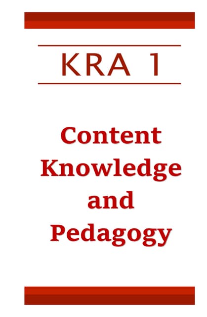 KRA 1 and 2 | DOCX | Educational Assessment | Education