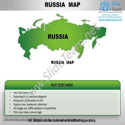 Editable russia power point map with capital and flag templates slides ...