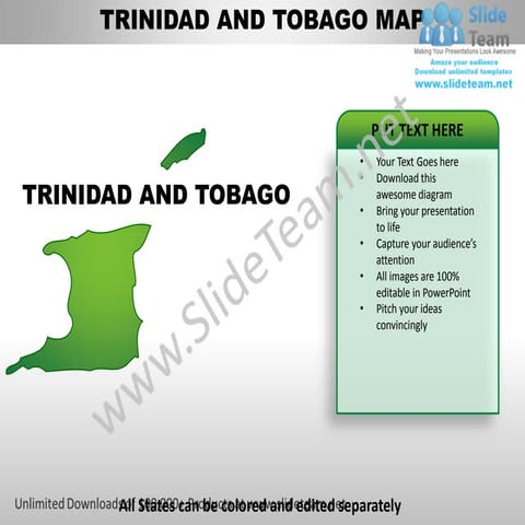 Editable trinidad and tobago power point map with capital and flag ...