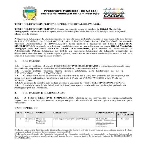 Edital 001 2014 Cacoal Pdf