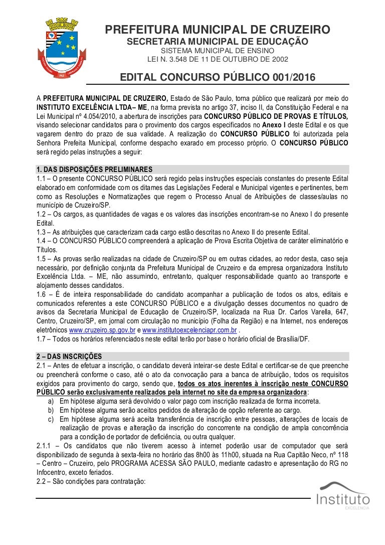 Edital concurso publico educação