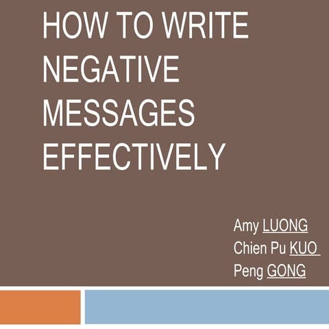 How Write Negative Messages Effectively | PPT