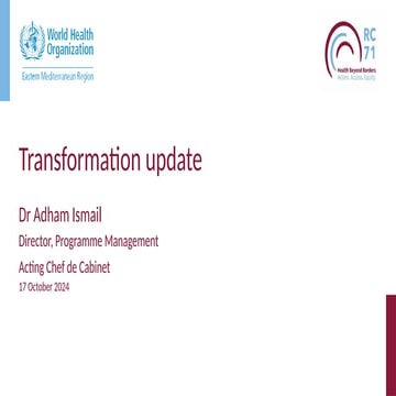 Transformation update in the Eastern Mediterranean Region | PPTX