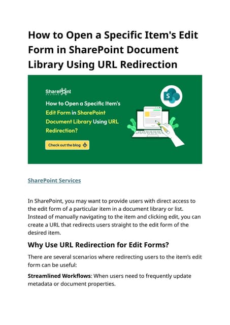 How To Open A Specific Items Edit Form In Sharepoint Document Library Using Url Redirection Pdf