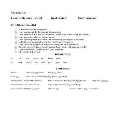 Editing checklist | PDF