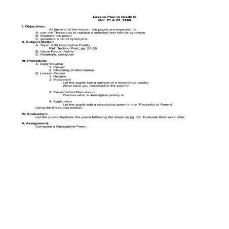 Editing Descriptive Poetry | PDF