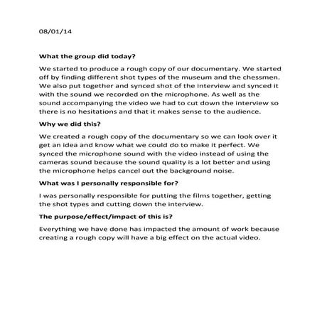 Editing log january 8th | PDF