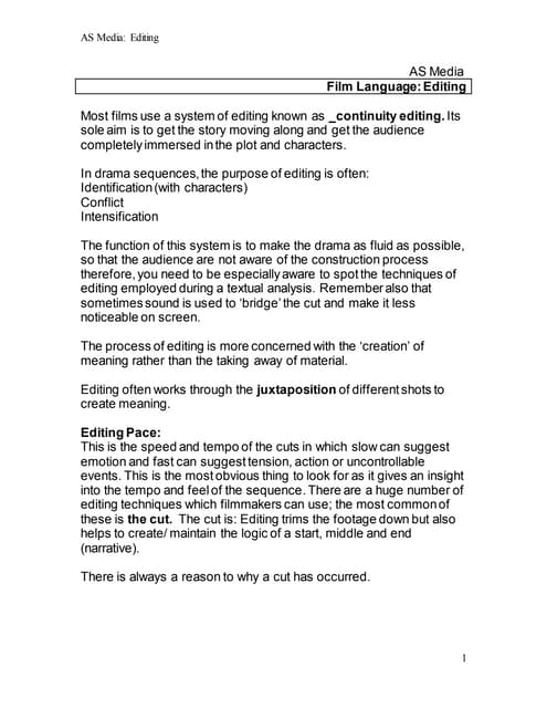 Film editing language | PDF