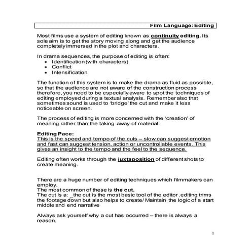 Editing notes sheet | PDF