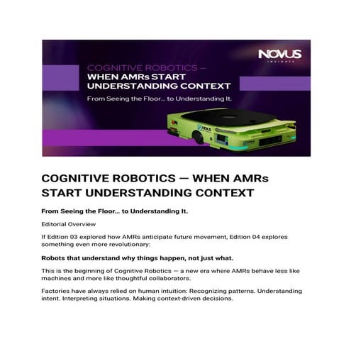 Cognitive Robotics: How AMRs Understand and Adapt to Manufacturing ...