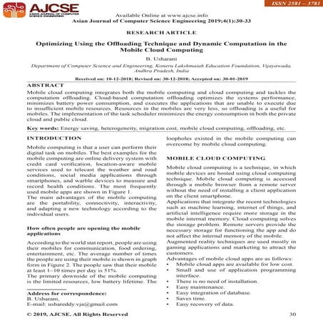 Optimizing Using The Offloading Technique And Dynamic Computation In The Mobile Cloud Computing 