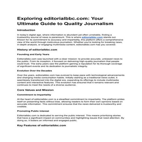 Exploring editorialbbc.com: Your Ultimate Guide to Quality Journalism | PDF