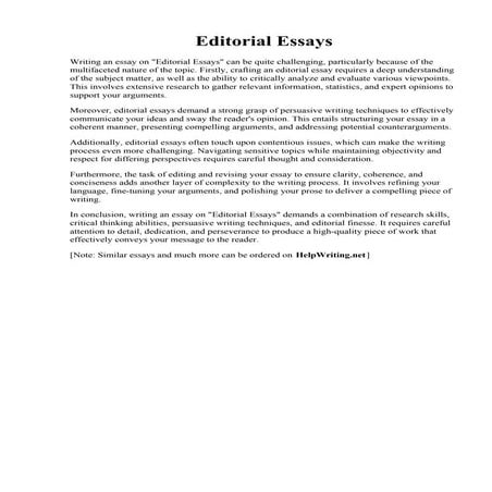 Editorial Essays | PDF