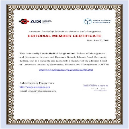 Editorial member certificate | PDF