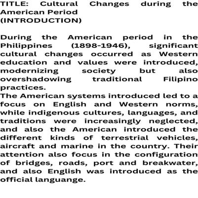 Changes cultural during the American period (2024) | PDF
